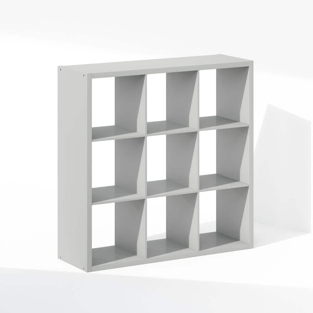 Furinno Cubic 43.78 in. Tall Light Grey Wood 9-Cube Bookcase NLU22007LG ...