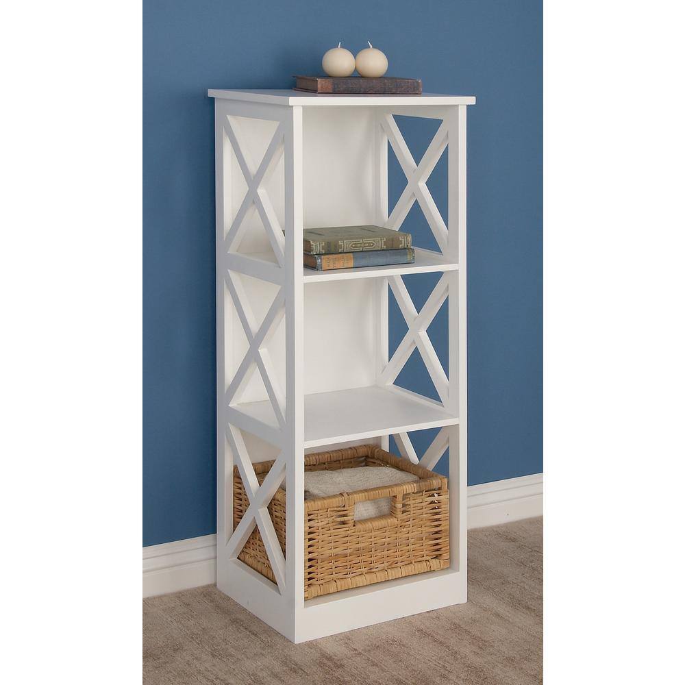 Reviews for Litton Lane 4 Shelves Wood Stationary White Shelving Unit ...