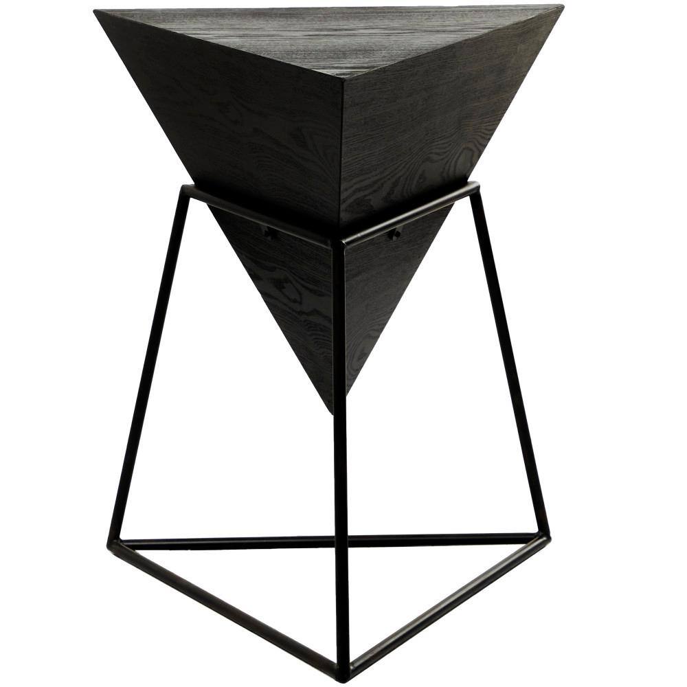 Litton Lane 17 in. Black Inverted Pyramid Geometric Large Triangle Wood ...