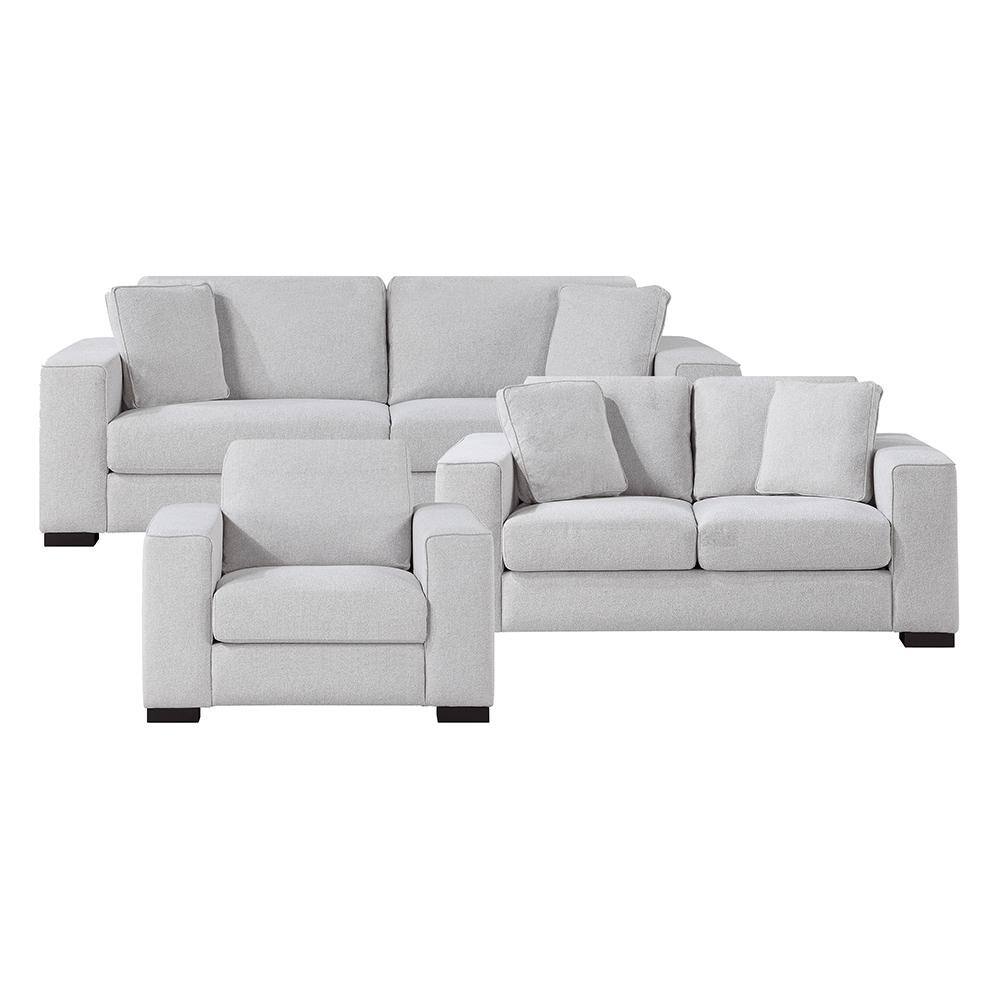 Lazzara Donegal 90 in. W Straight Arm Textured Fabric Rectangle 3-Piece ...