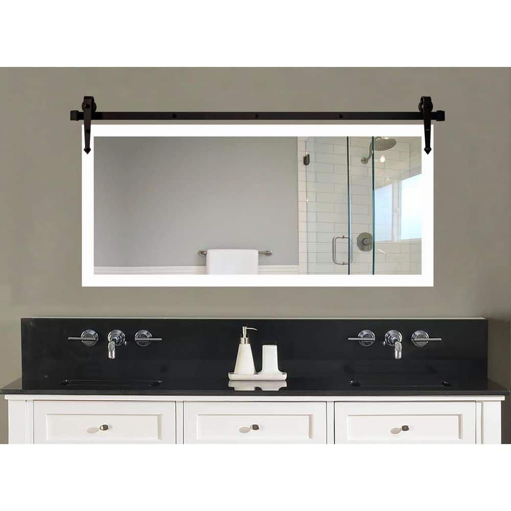 Rayne Mirrors (53 in. W x 30 in. H) Satin White Accent Mirror with ...