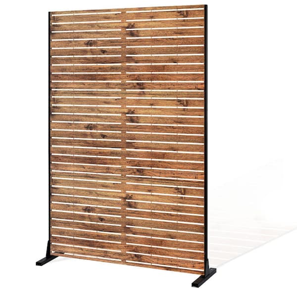 TUYOHW 47 in. W x 71 in. H Brown Metal Privacy Screen-Decorative ...