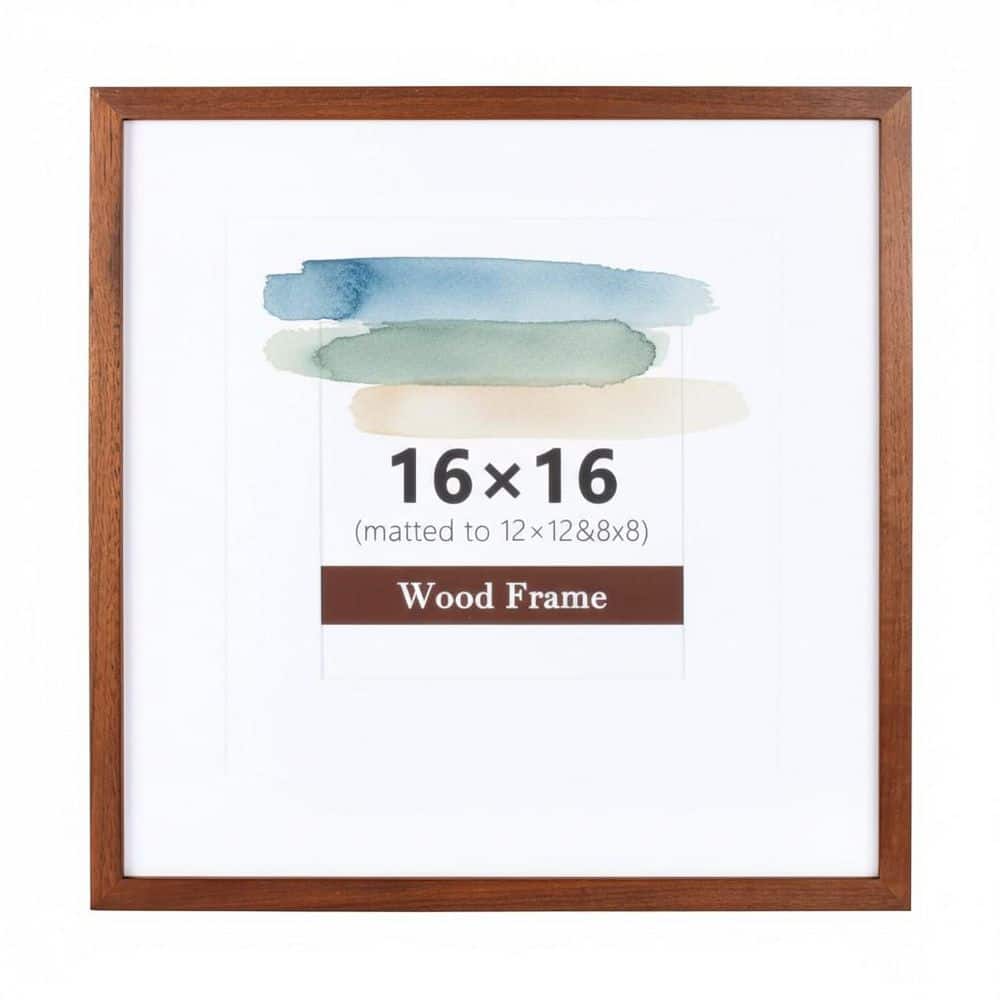 16 x 16 Solid Natural Walnut Wood Wall or Tabletop Display Picture ...