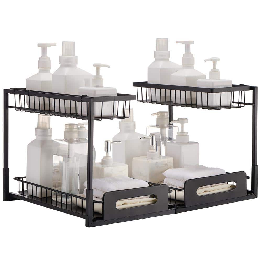 VEVOR 2 Tier Pull Out Cabinet Organizer(10.7 in. W x 14.2 in. D), Under ...