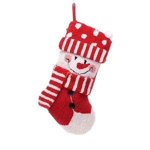 Glitzhome 20 in. Polyester/Acrylic Hooked 3D Snowman Christmas Stocking ...