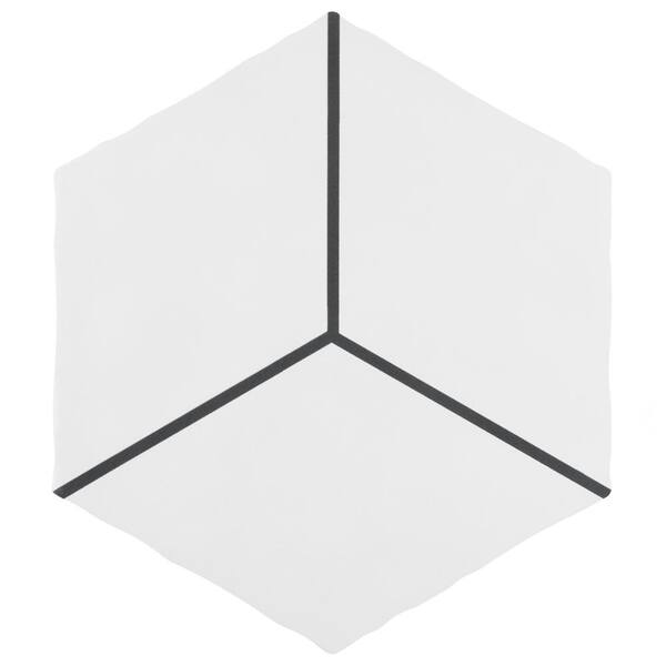 Merola Tile Palm Rombo Hex White 6 in. x 7 in. Porcelain Floor and Wall ...