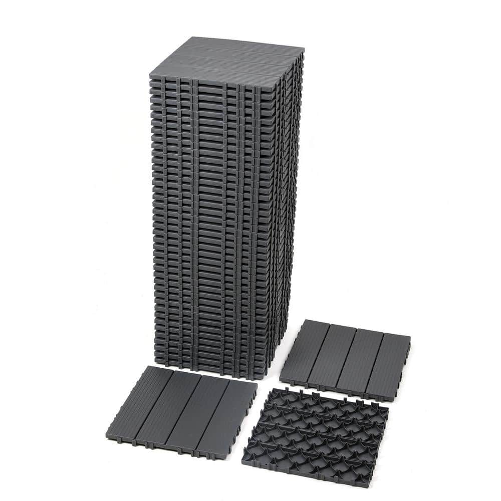 cadeninc 12 in. x 12 in. x 0.8 in. x 44 sq. ft. Gray Plastic ...