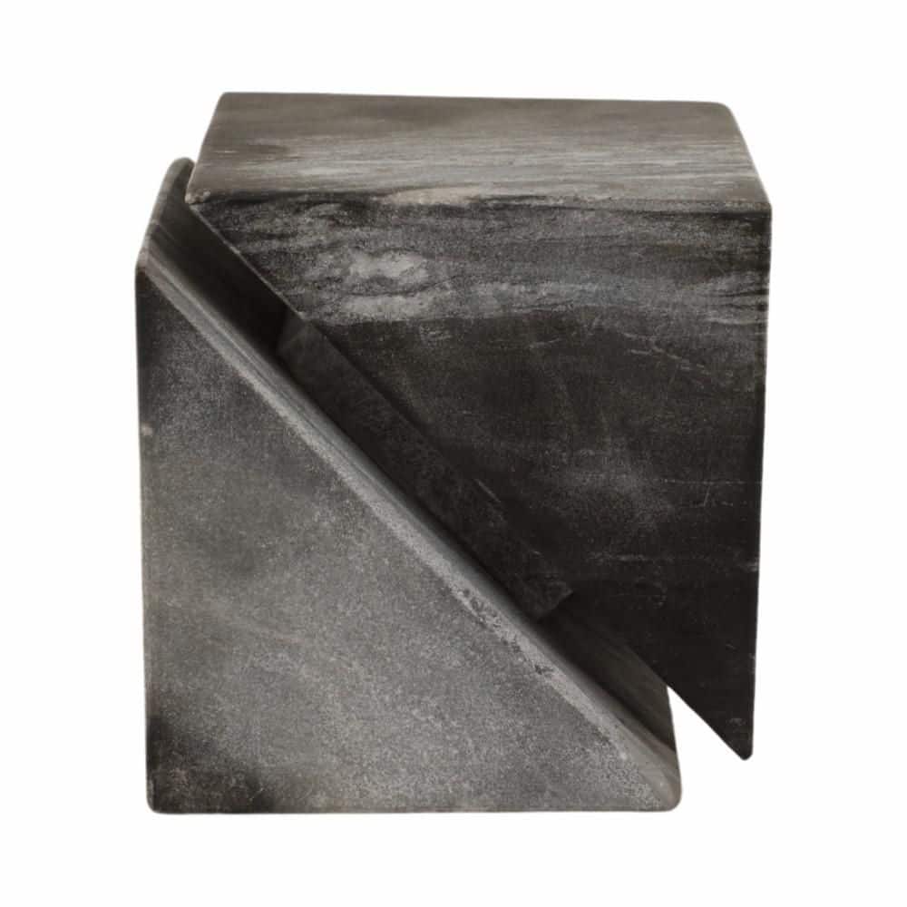 Liv & Skye Grey 4 in. Marble Abstract Cut Cube 20822-01 - The Home Depot