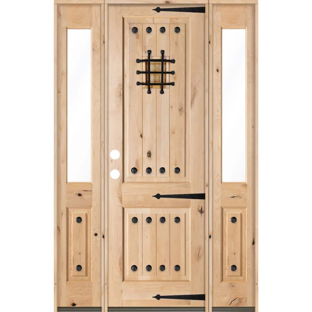 Krosswood Doors 58 in. x 96 in. Mediterranean Alder Sq-Top Clear Low-E ...