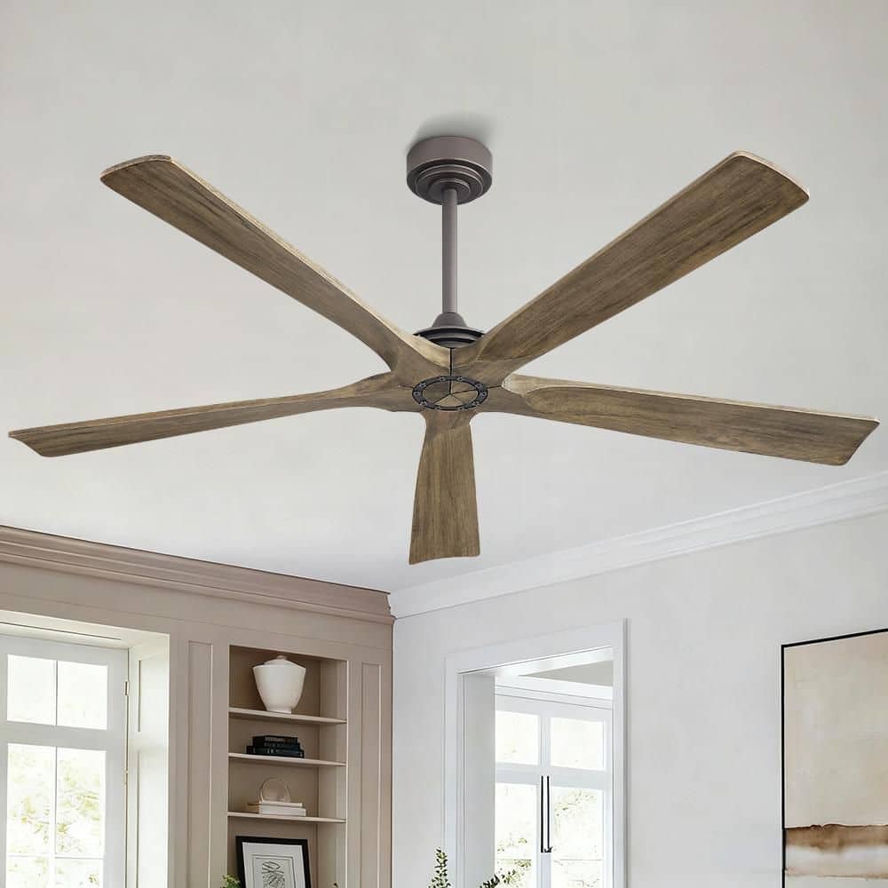 MLiAN 60 in 5-Soild Wood Carbon-colored Wood Grain Blades Indoor ...