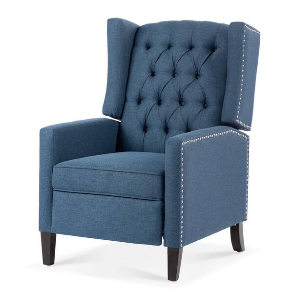 Merax Blue Polyester 27.16 in. W Tufted Wingback Manual Recliner with ...