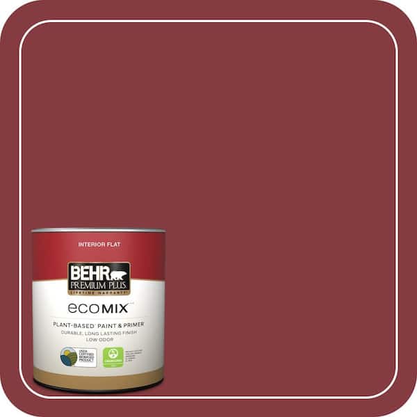 BEHR PREMIUM PLUS 1 qt. #M140-7 Dark Crimson Flat EcoMix Plant-Based ...