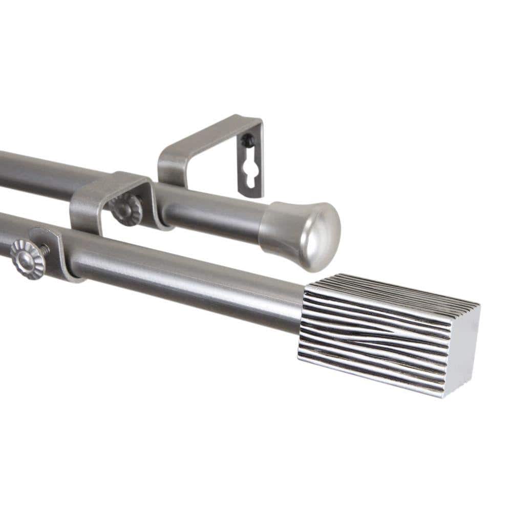 Rod Desyne 120 in. - 170 in. Satin Nickel Telescoping Double Curtain ...