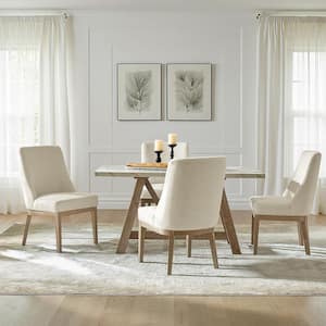 JAYDEN CREATION Lydia Ivory Polyester Dining Chair with Solid Wood Legs ...