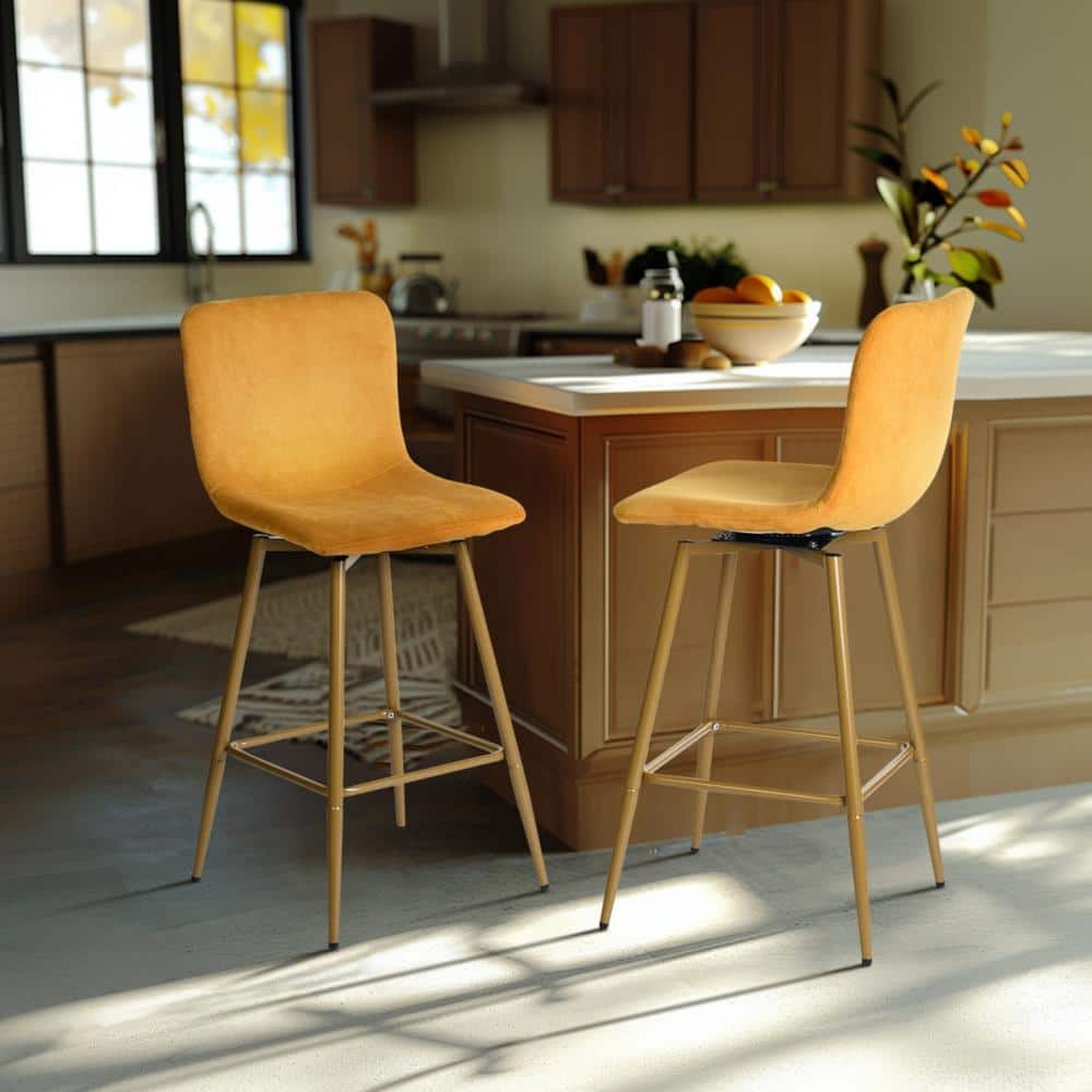 Homy Casa Scargill SW 26.4 in. Yellow Terry Fabric High Back Metal ...