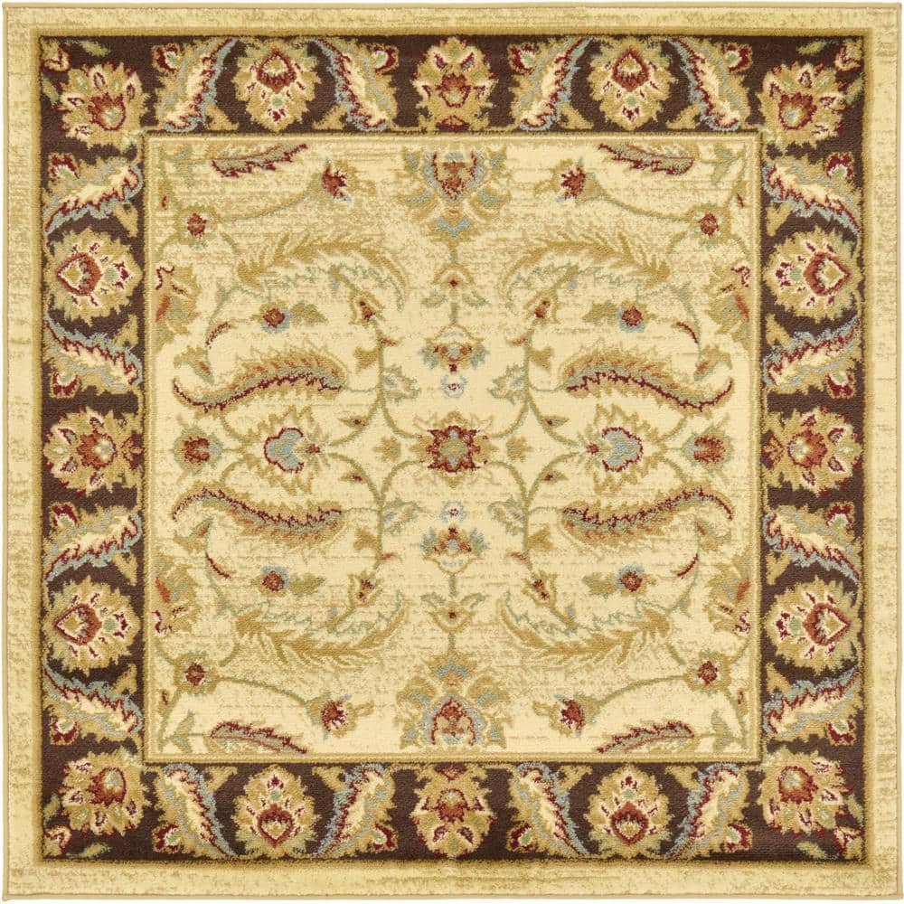 Unique Loom Voyage Hickory Ivory 4' 0 x 4' 0 Square Rug 3123667 - The ...