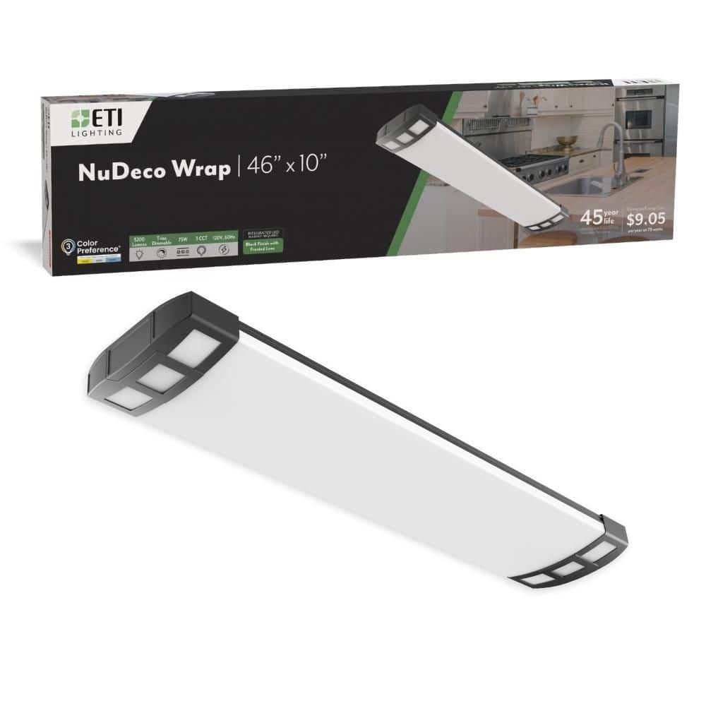 ETI LIGHTING NuDeco 4 ft. x 10 in. Modern Black Craftsman Style LED ...