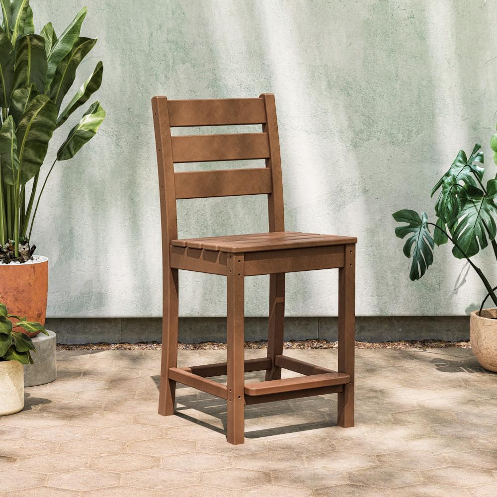 POLYWOOD Grant Park Counter Side Chair in Teak TLD121TE - The Home Depot