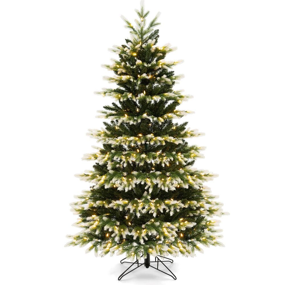 ANGELES HOME 6 ft. Green Pre-Lit Hinged Christmas Tree with 350-LED ...
