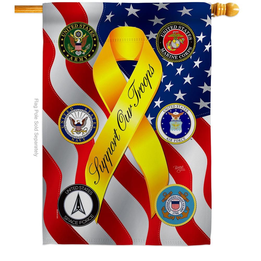 Breeze Decor 28 in. x 40 in. Support All Military Troops Service House ...