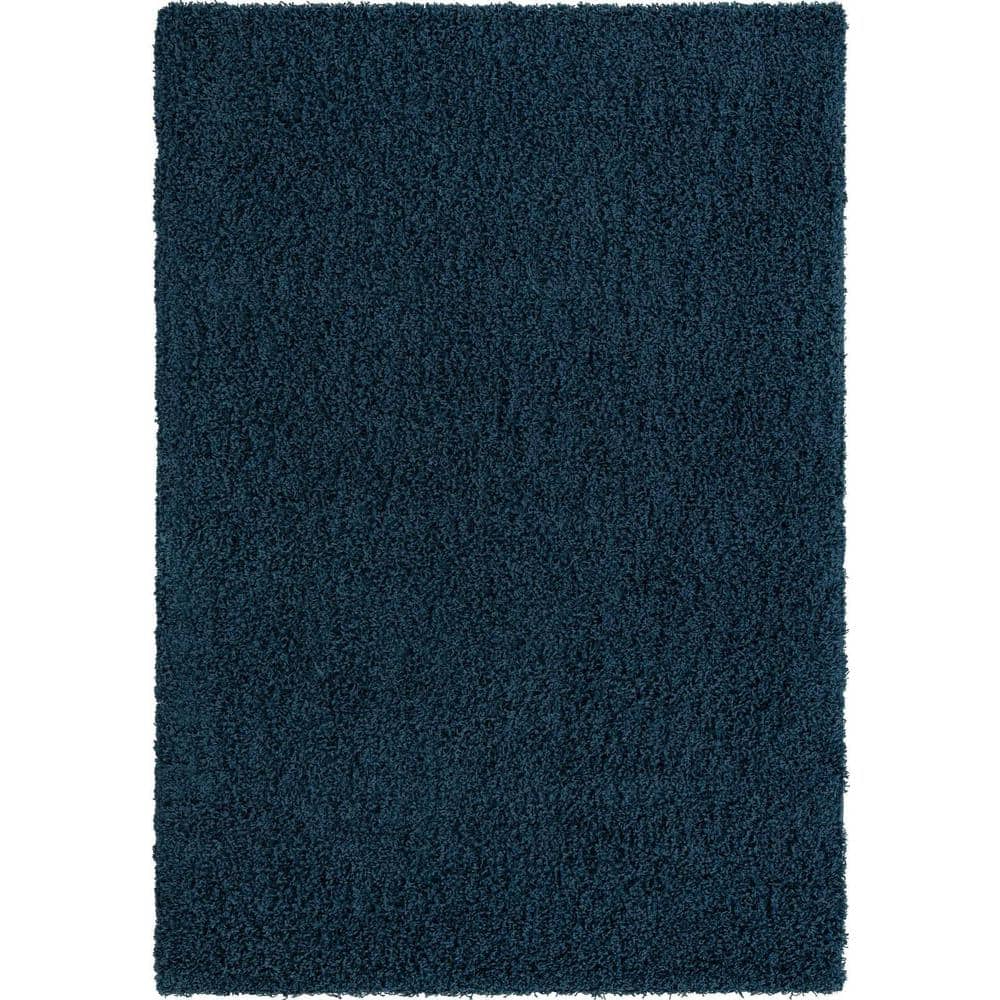 Unique Loom Solid Shag Sapphire Blue/Navy Blue 6' 1 x 9' 0 Area Rug ...