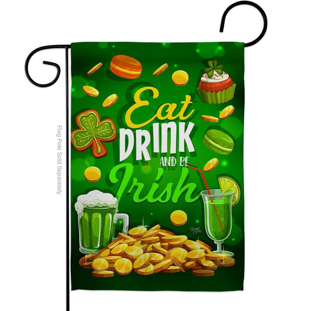 Breeze Decor 13 in. x 18.5 in. Eat Drink Be Irish St Patrick Garden ...