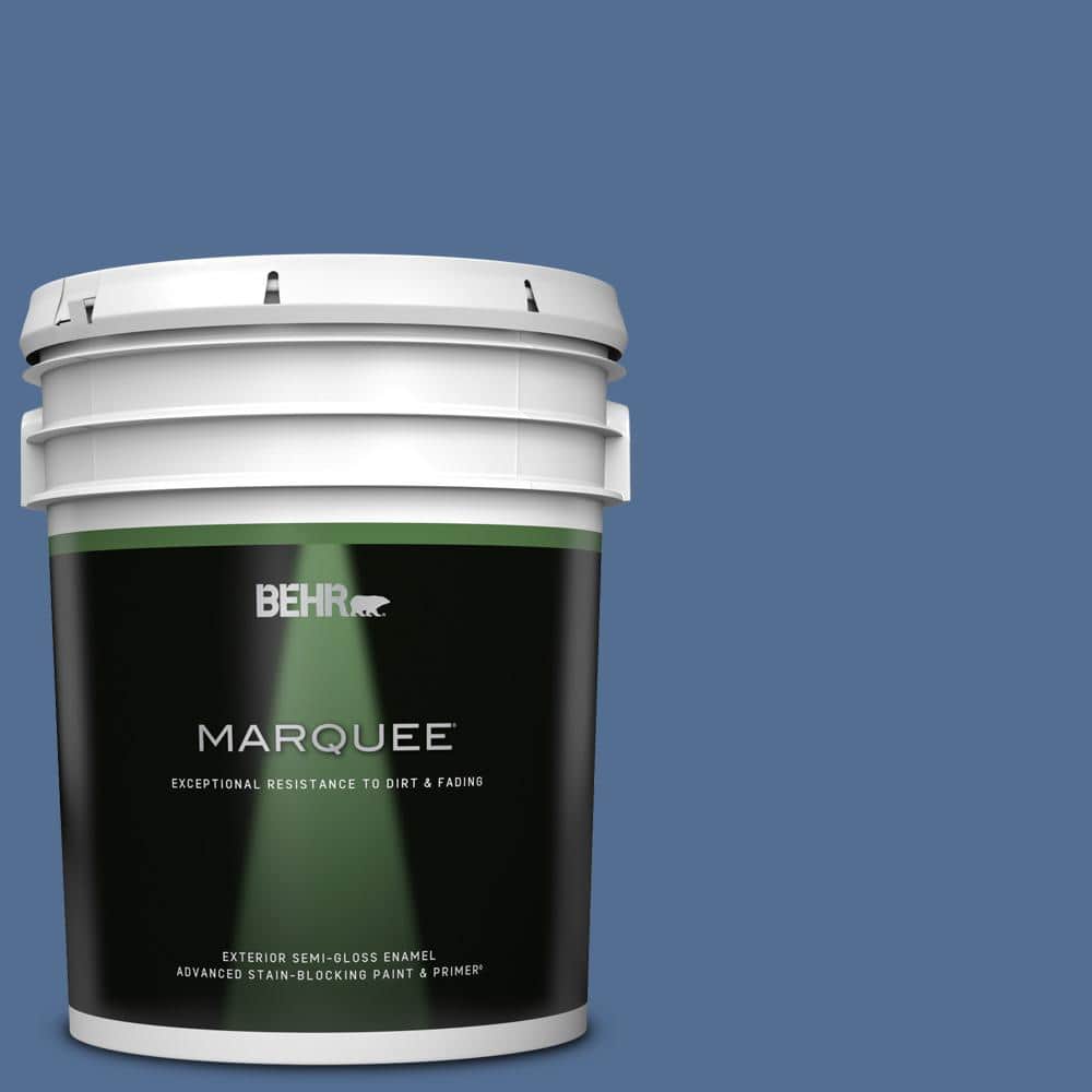 BEHR MARQUEE 5 gal. #M530-6 Charter Blue Semi-Gloss Enamel Exterior ...