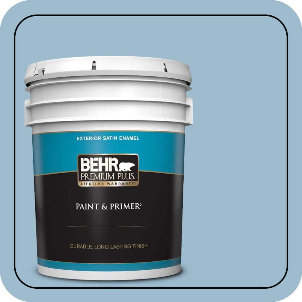 BEHR PREMIUM PLUS 5 gal. #S500-3 Partly Cloudy Satin Enamel Exterior ...
