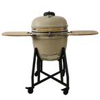 Lifesmart 24 in. Kamado Ceramic Charcoal Grill in Blue with Free Cover ...