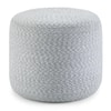 Simpli Home Bayley Boho Round Braided Pouf in Blue, Natural Cotton ...