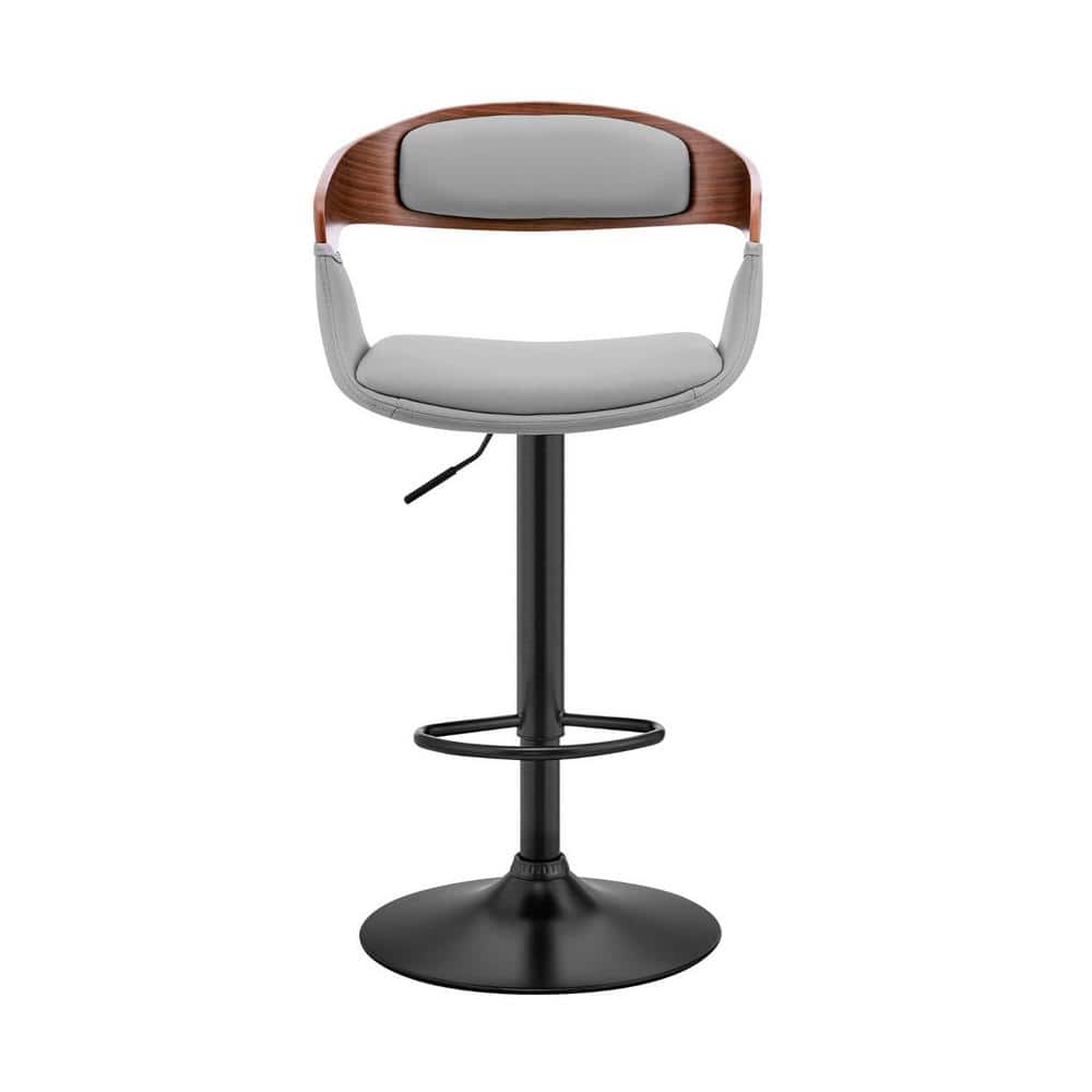 HomeRoots Gray Modern Upholstered Black Base Bar Stool 2000476899 - The ...
