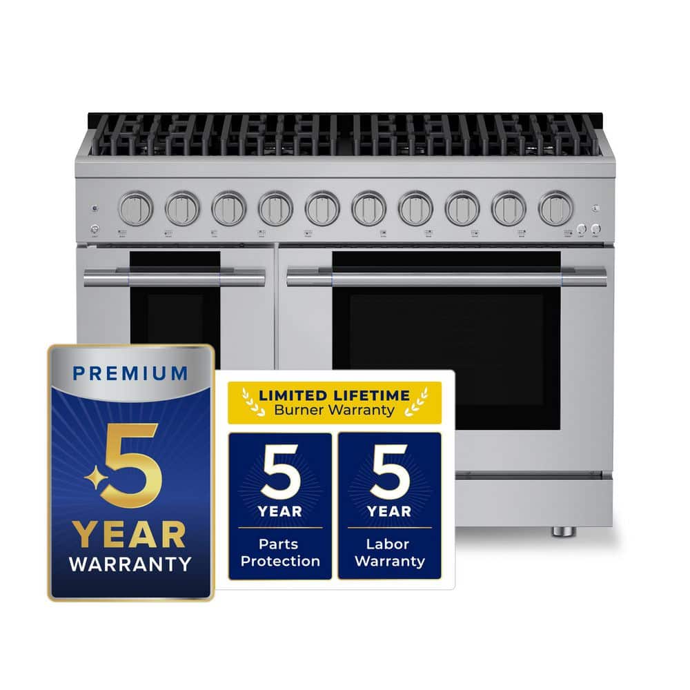 HAUSLANE HausPro 48 in. 8 Burners (20,000 BTU) Freestanding Dual Fuel ...