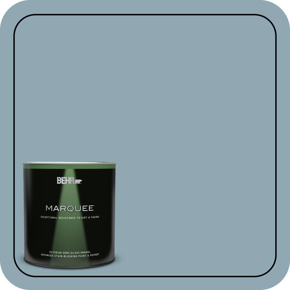 BEHR MARQUEE 1 qt. #530F-4 Newport Blue Semi-Gloss Enamel Exterior ...