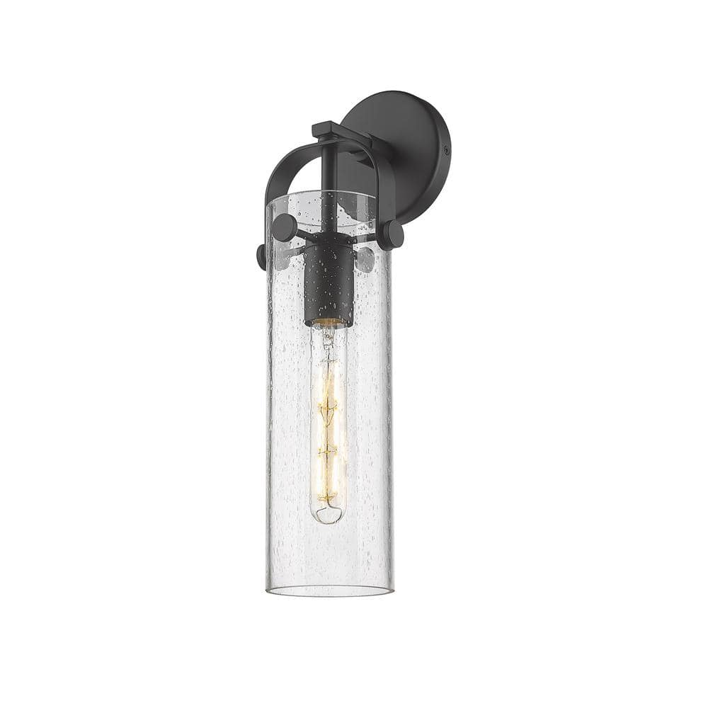 Innovations Pilaster 1-Light Matte Black Wall Sconce with Clear Glass ...