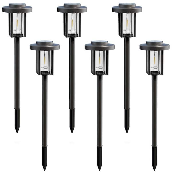 GIGALUMI Black LED Weather Resistant Outdoor Solar Path Light (6-Pack ...