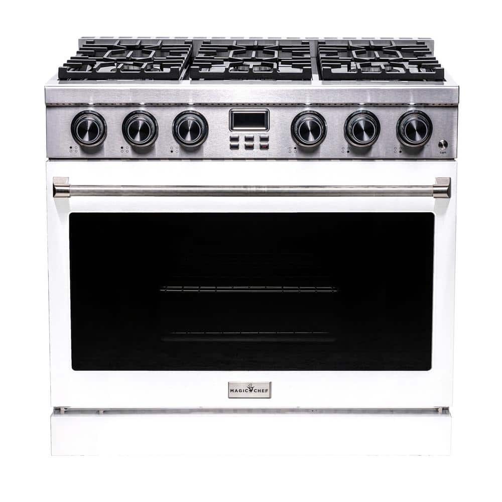 Magic Chef Pro-Style 36 in. 6-Burner Slide-in Gas Range with Convection ...