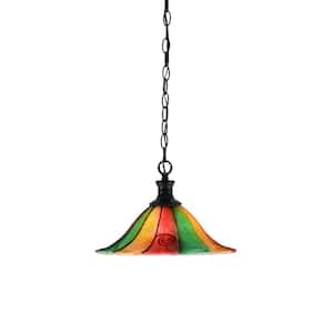 Peabody 60-Watt 1-Light Matte Black Shaded Mini Pendant Light with ...