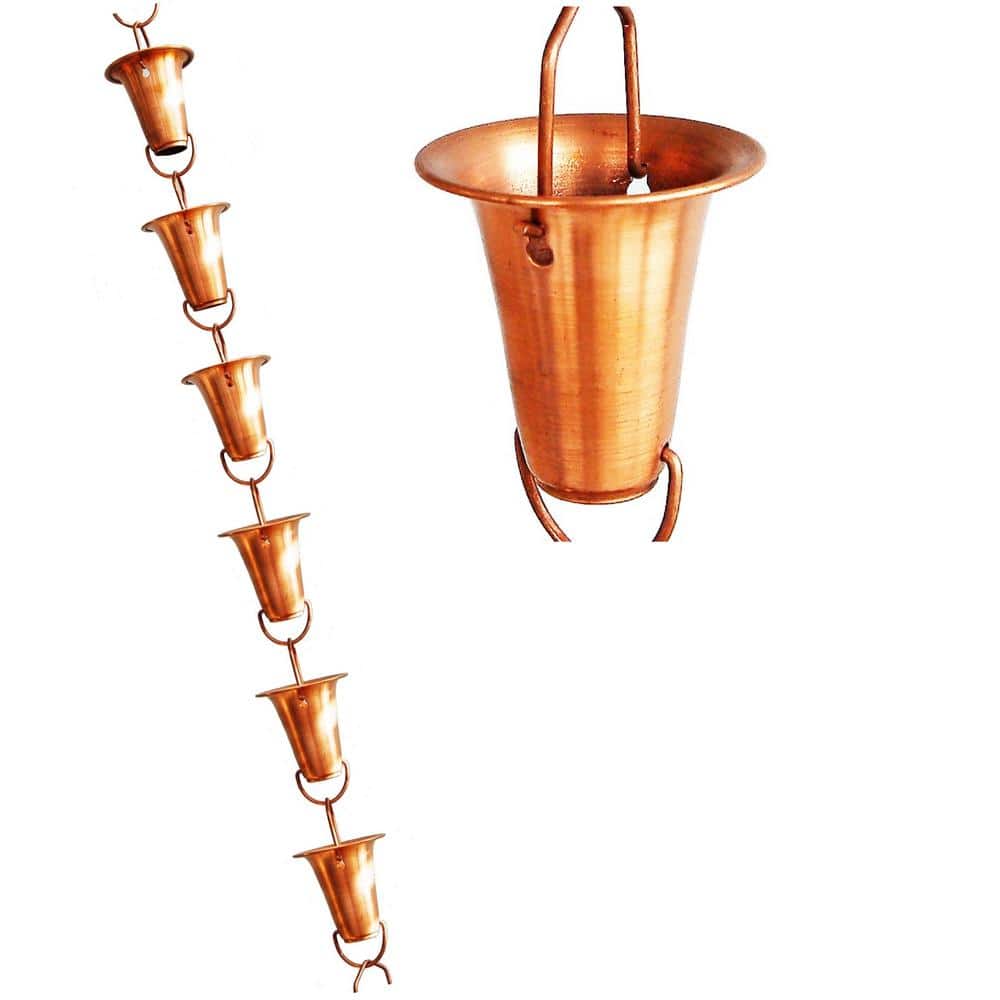 U-nitt 8.5 ft. Pure Copper Classic Bell Rain Chain 7227 - The Home Depot