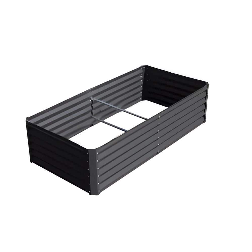 8 ft. L x 4 ft. W x 2 ft. H Gray Steel Planter Box for Gardening HG-379 ...