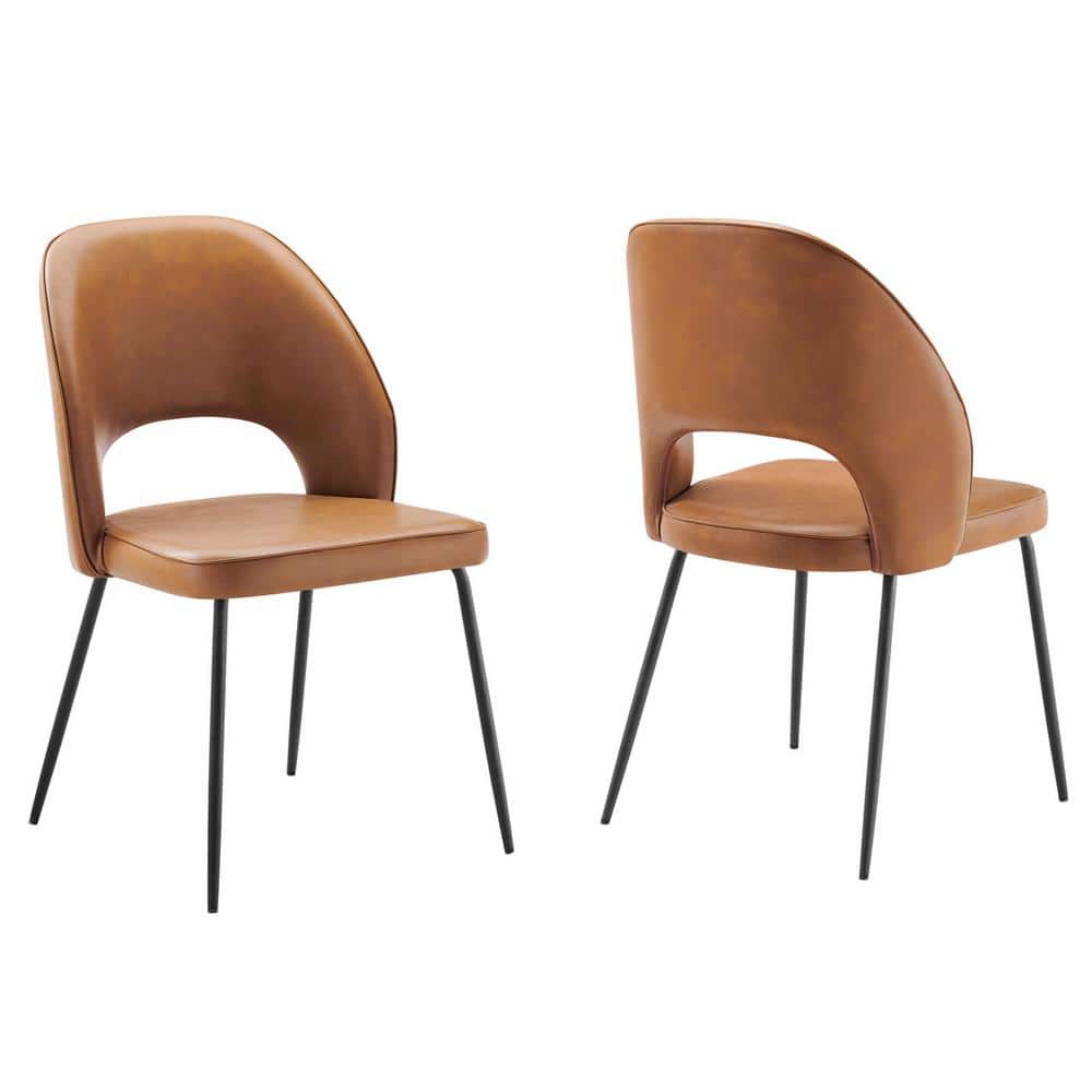 MODWAY Nico Tan Faux Leather Dining Chair (Set of 2) EEI-4674-BLK-TAN ...