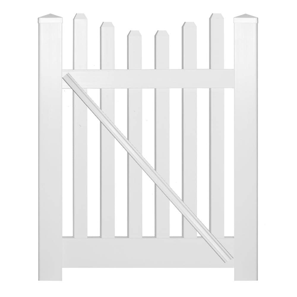 Weatherables Hampshire 4 ft. W x 4 ft. H White Vinyl Picket Fence Gate ...