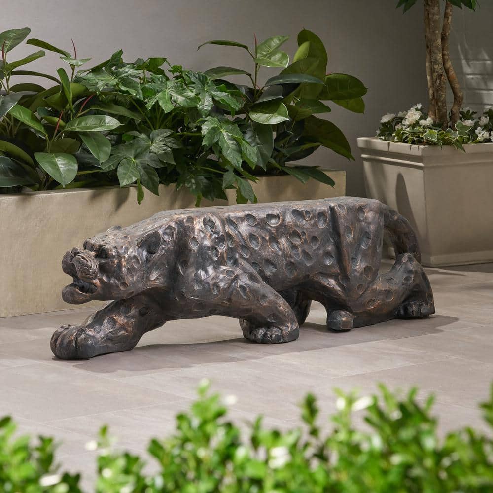 Noble House Glory 52 in. Antique Copper Stone Outdoor Patio Bench 67687 ...