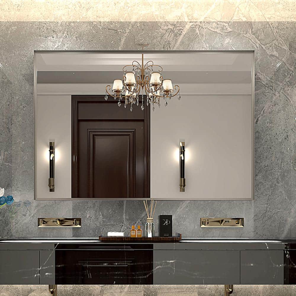 48 in. W x 30 in. H Large Rectangular Aluminium Framed Wall Bathroom ...