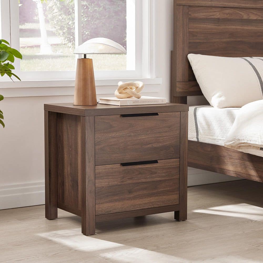 Spruce & Spring Cian Farmhouse Style Walnut 2 Drawers 15.75 in.W ...