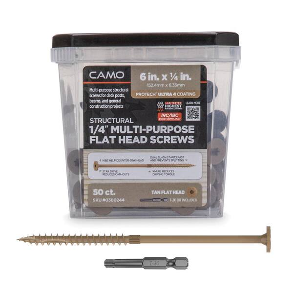 CAMO 1/4 in. x 6 in. Star Drive Flat Head Multi-Purpose Structural Wood ...