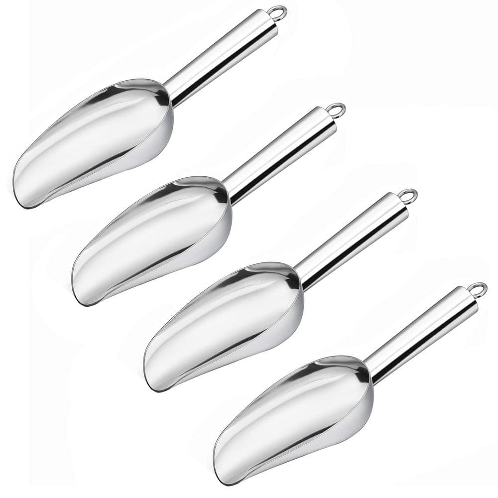 Metal Ice Scoop Set of 4, 3 oz. Stainless Steel Small Scooper for Candy ...