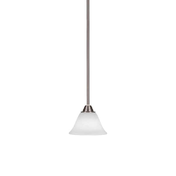 Madison 100-Watt 1-Light Brushed Nickel Shaded Pendant Light with 7 in ...