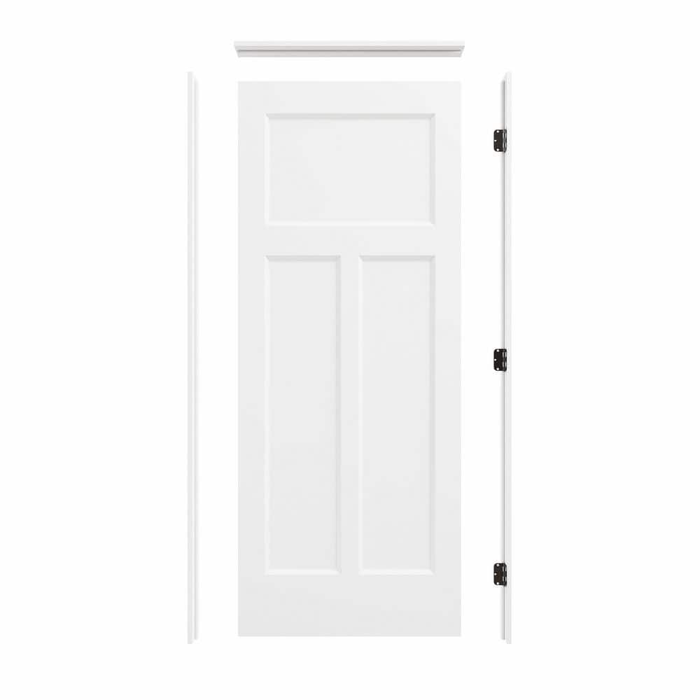 ARK DESIGN 32 in. x 80 in. 3-Panel Left-Handed Painted Solid Core Wood ...