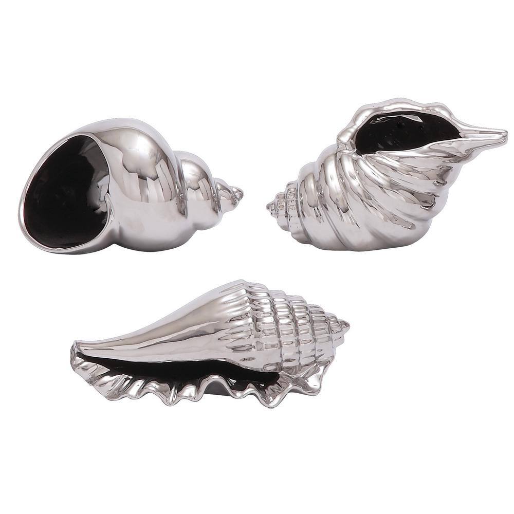Litton Lane Silver Ceramic Shell Shell Sculpture (Set of 3) 92841 - The ...