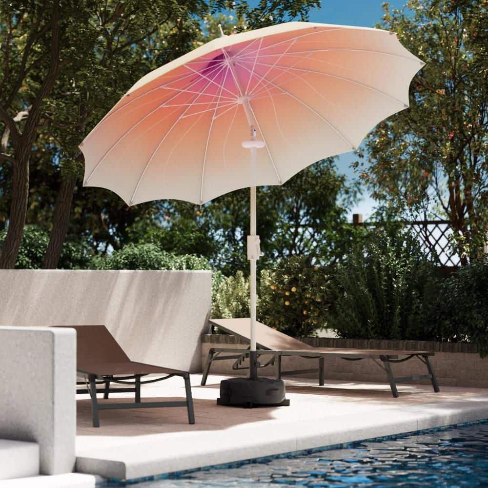 Yardgrace 9 ft. Metal Outdoor Pagoda Market Patio Umbrella with Lights ...